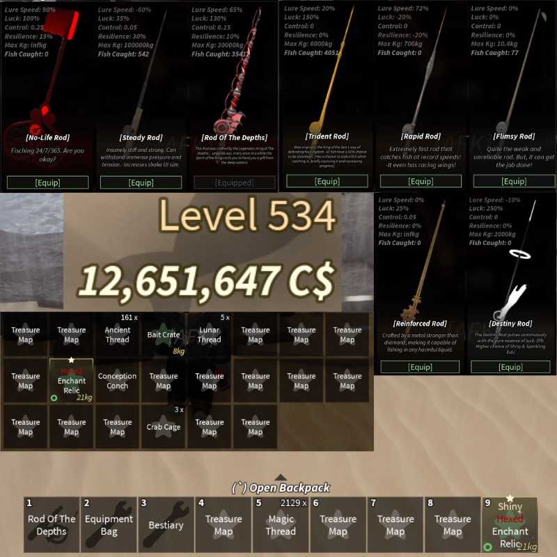 SALEID222Fisch: Level 534 12M6 C$ - No-Life Rod,Rod of the Depths ...