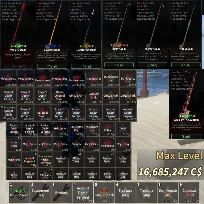 ID91Fisch: Level 750 Max 16M6 C$ - No-Life Rod , Rod of the Depths ...