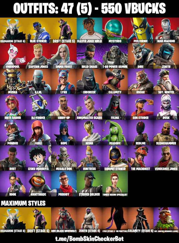 47 SKINS+ORANGE JUSTICE+IZUKU+ROOK+HOPE+DRIFT(STAGE 5)+RAGNAROK(STAGE 6 ...