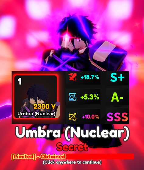 Umbra (Nuclear) S+ A- SSS | SSS Range Cid kagenou Secret EVO - Anime ...