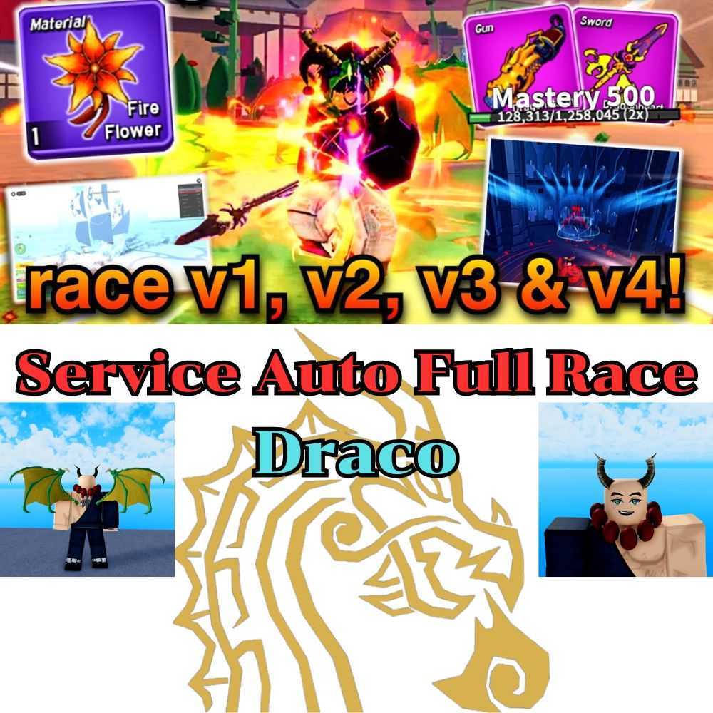 Blox fruit service make race draco V1-V4 with gears max full