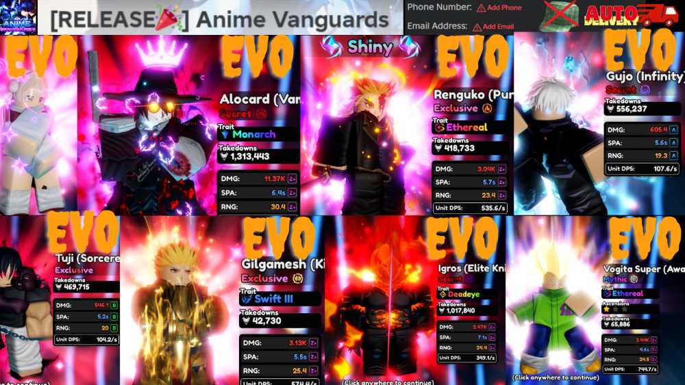 AV213Anime Vanguards Lv.106⭐️1Monarch⭐️Alocard(Vampire King)EVO 0.1 ...