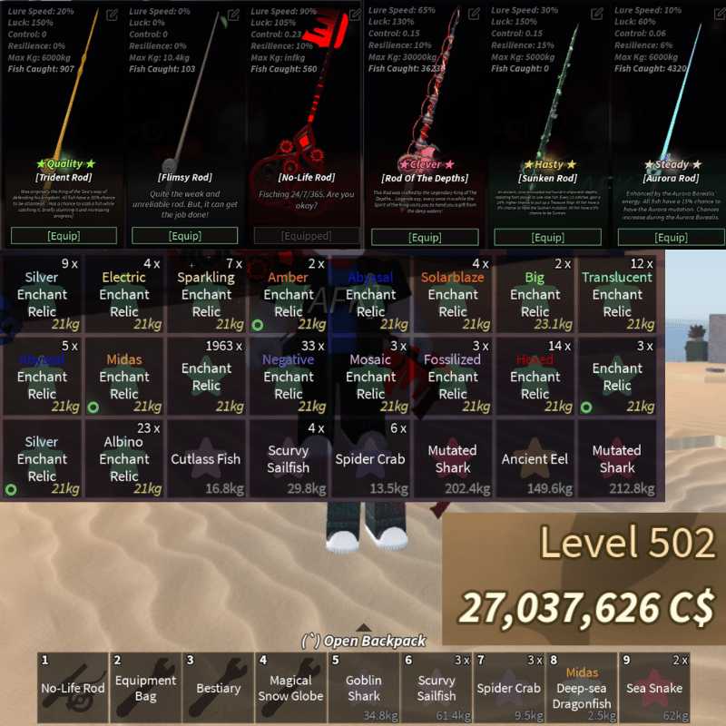 SALEID312Fisch: Level 500 27M C$ - 2000x Relic - No-Life Rod,Rod of the ...