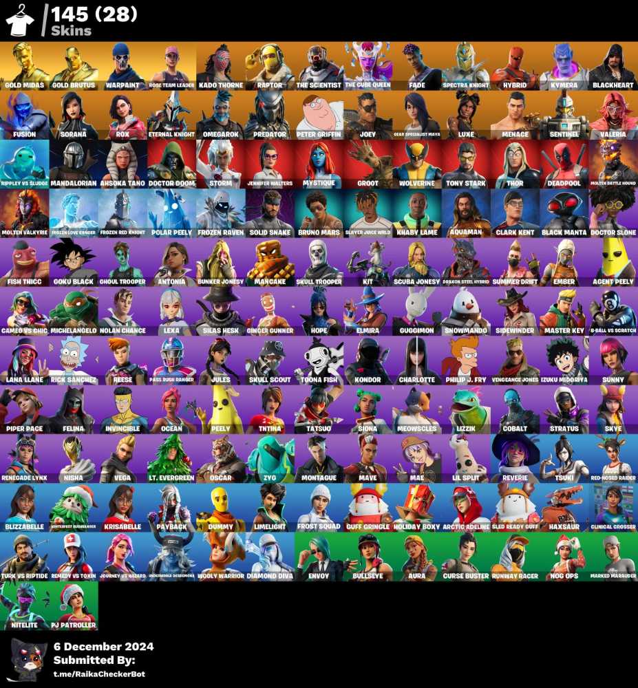 PC/PSN/XBOX 145 skins OG STW CANDY AXE REAPER AXE Gold Midas Gold ...