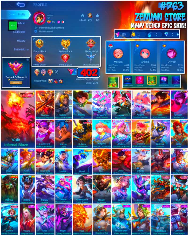 #763 ⭐ 402 Skin ⭐ Legend Valir Collector Pharsa, Natalia AoT Levi ...