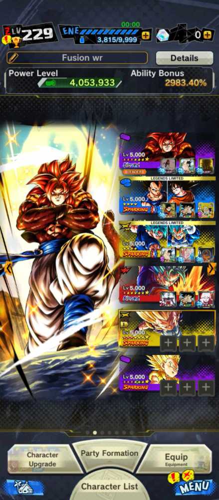 Team fusion-Son+UL ss4 gogeta 10s+Vegito blue 8s+Gohan 8s+Shenron 8s+42 Legends (Ultimate gohan ...