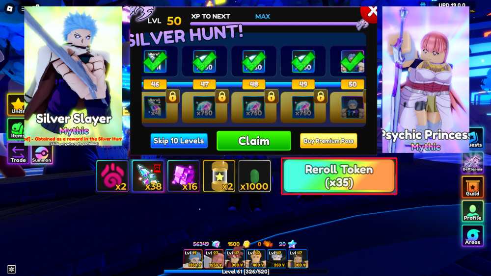 Anime Adventures 50K+ Gems [BattlepassLV50 Max] [Reroll Token 35]+[Star ...