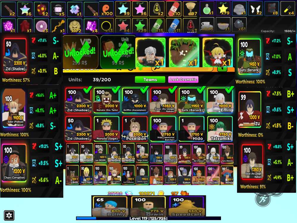 Anime Adventures VIP High End Account | NEW SECRET Zid (Shadow) x2 ...