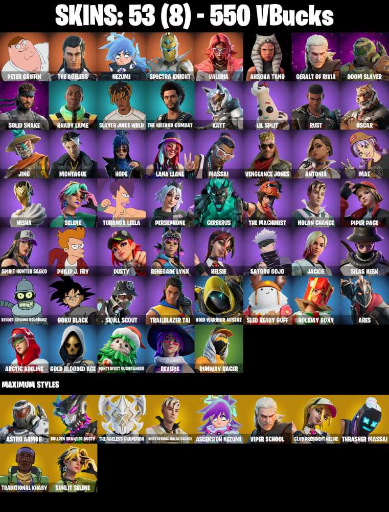 53 SKINS | THE WEEKND COMBAT | SPECTRA KNIGHT | AHSOKA TANO | DOOM ...