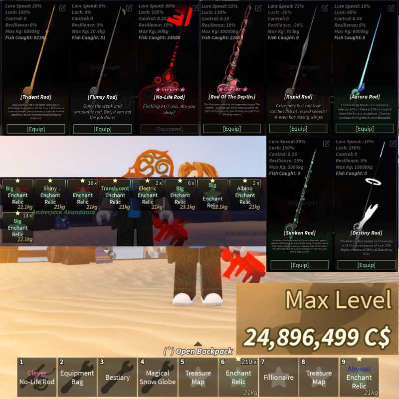 SALEID394Fisch: Level 750 Max 24M8 C$ - Relic - No-Life Rod , Rod of ...