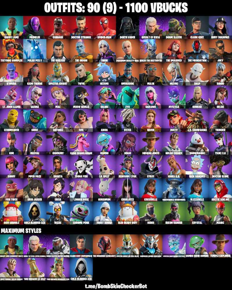 90 SKINS - SPIDER-MAN - DARTH VADER - RUBY SHADOWS -POLAR PEELY - KADO ...