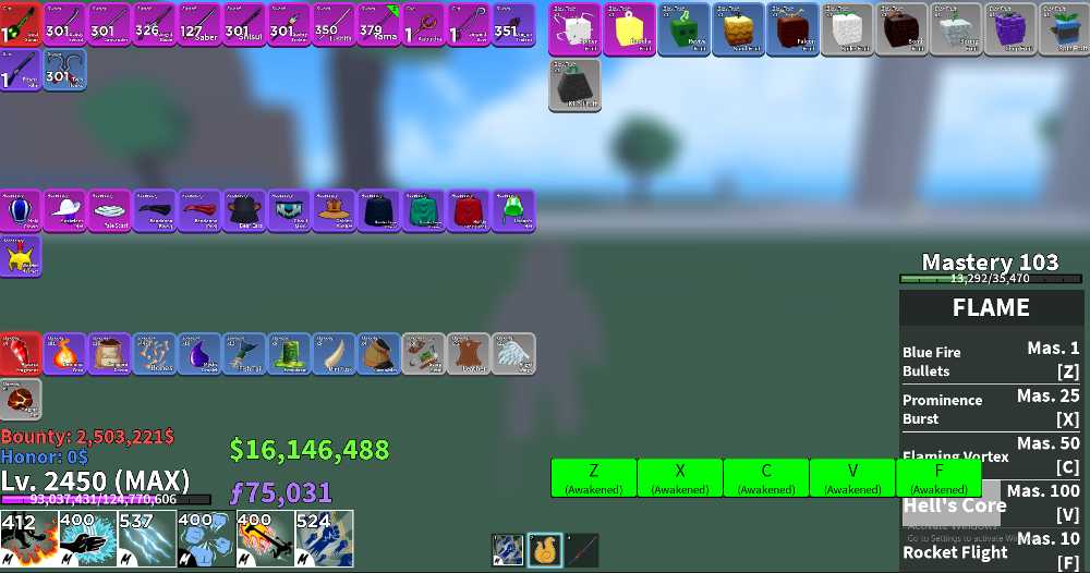 [Blox Fruits]Lvl 2450+GODHUMAN+Soul guitar+fully awakened FLAME fruit ...