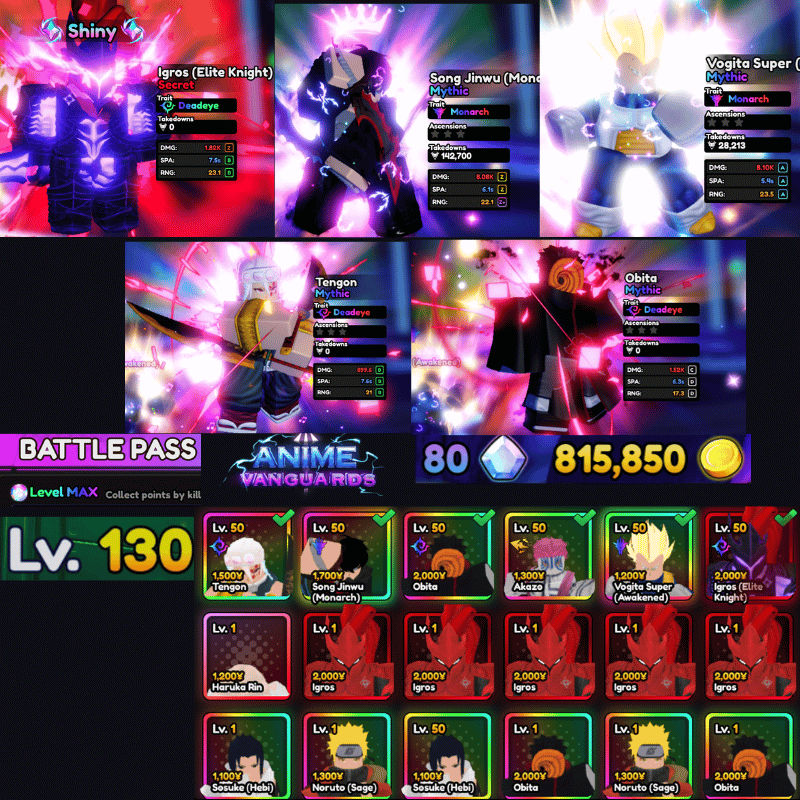 ID475 2 Monarch: Shiny Igris Deadeye Evo,Song Jinwu Monarch Evo,Vogita ...