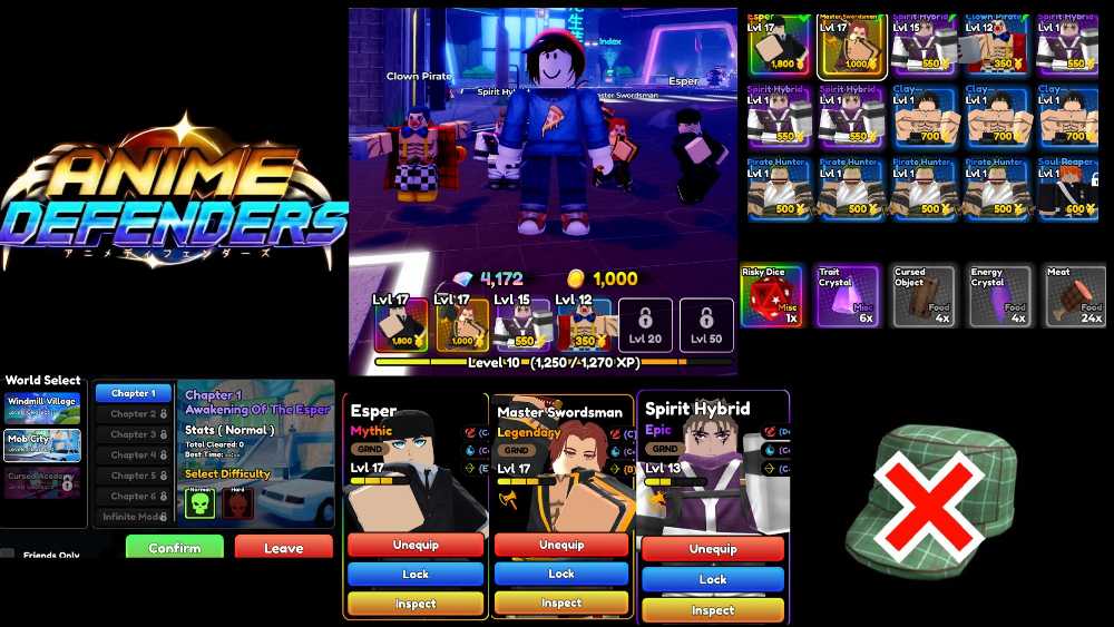 ID.015 Anime Defenders 1Mythic 4172Mythic Esper/ Account Unverified