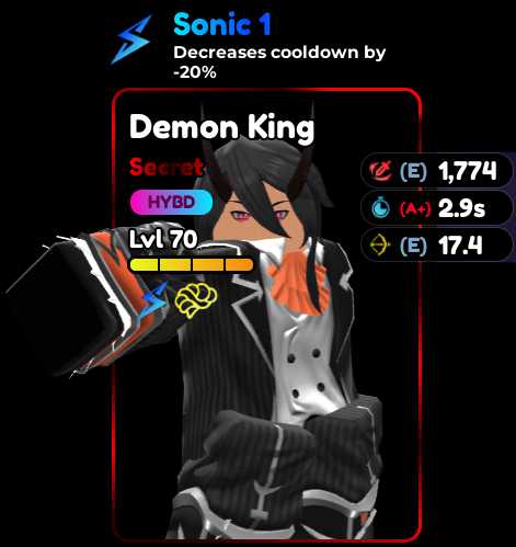 Sonic Demon King Unevolve Lvl.70 Secret Diablo Roblox - Anime Defenders