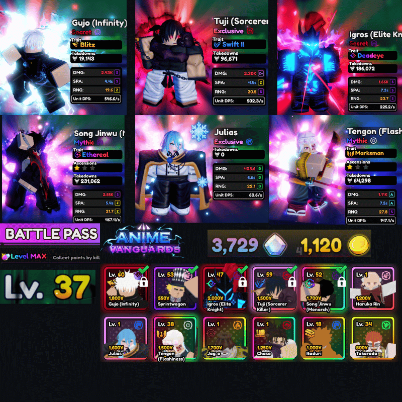 ID813 Gujo Secret S/S/Z,Tuji Evo Z+/Z/S,Igris Deadeye Evo S/S/S,Song ...