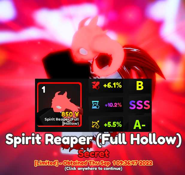 Spirit Reaper (Full Hollow) B SSS A- | SSS SPA Secret Evo - Anime ...
