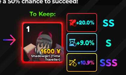 Homuru (Time Traveller) -Shadow Girl SSS RNG Stat GG | Anime Adventure