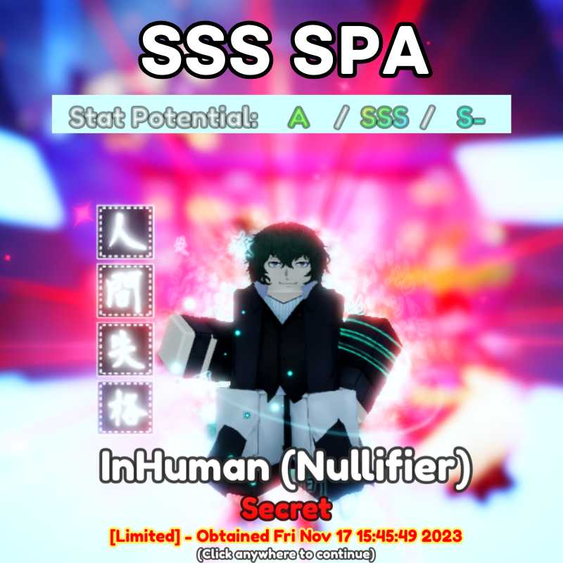 A161InHuman Evo SSS SPA - Anime Adventures - Instant Delivery