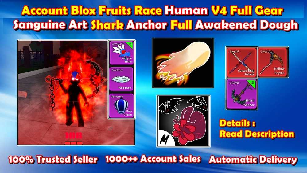 Blox Fruit Level 2550 Race Human V4 T10 Full Gear Sanguine Art Full ...