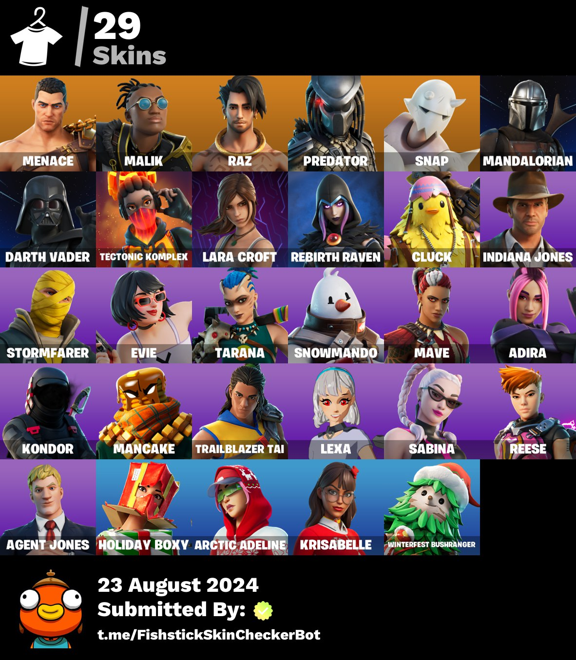 【29 SKIN】Darth Vader ️ Mandalorian ️ Agent Jones ️ Lara Croft ️ 350 VB ...