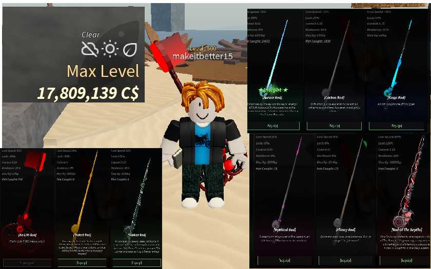 fisch New ACCOUNT No Life Rod + Rod of the Depths + New Relic Rod LV ...