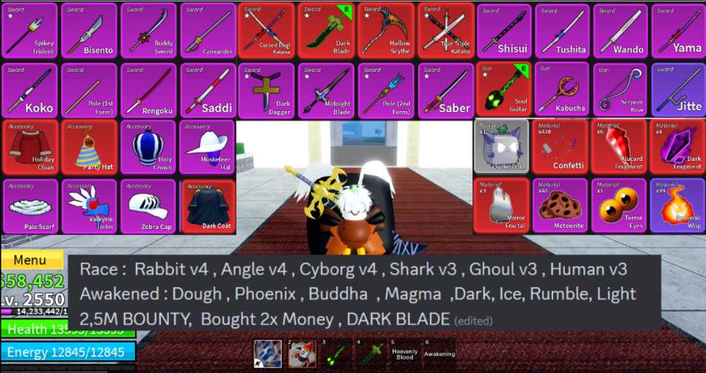 #006 : BLOX FRUIT META ACCOUNT : Race : Rabbit v4 , Angle v4 , Cyborg ...