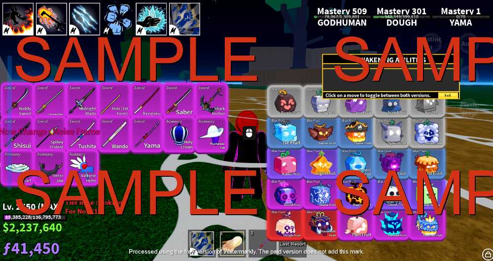 [Blox Fruits]Random 2550+Godhuman+Random fruits+Swords