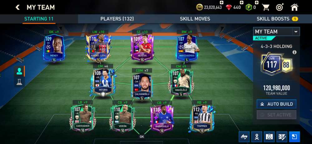 117/88 OVR | 23 Million Coins | Players 132 | Team Value 120 980 000 ...