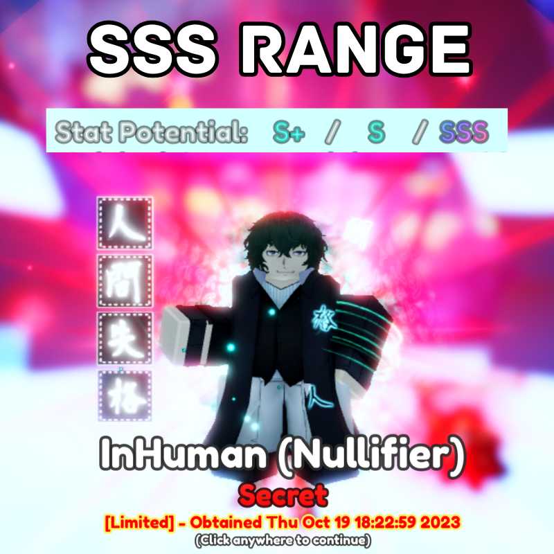 A166InHuman Evo S+/S/SSS - Anime Adventures - Instant Delivery