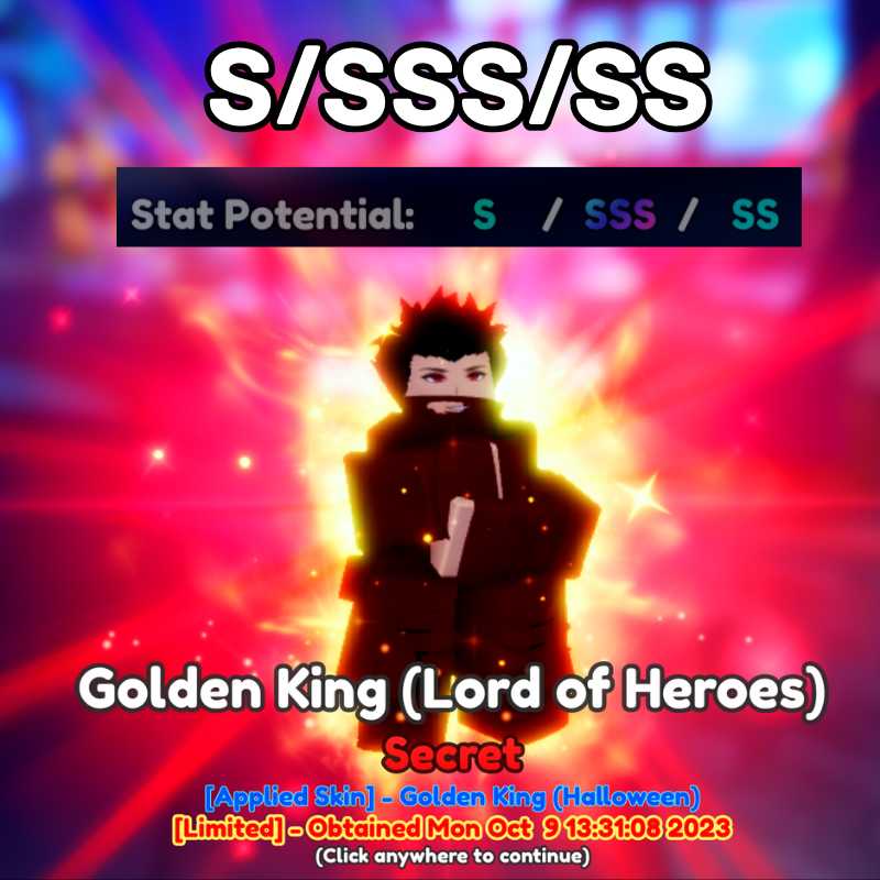 A287Golden King Evo S/SSS/SS - Anime Adventures - Instant Delivery