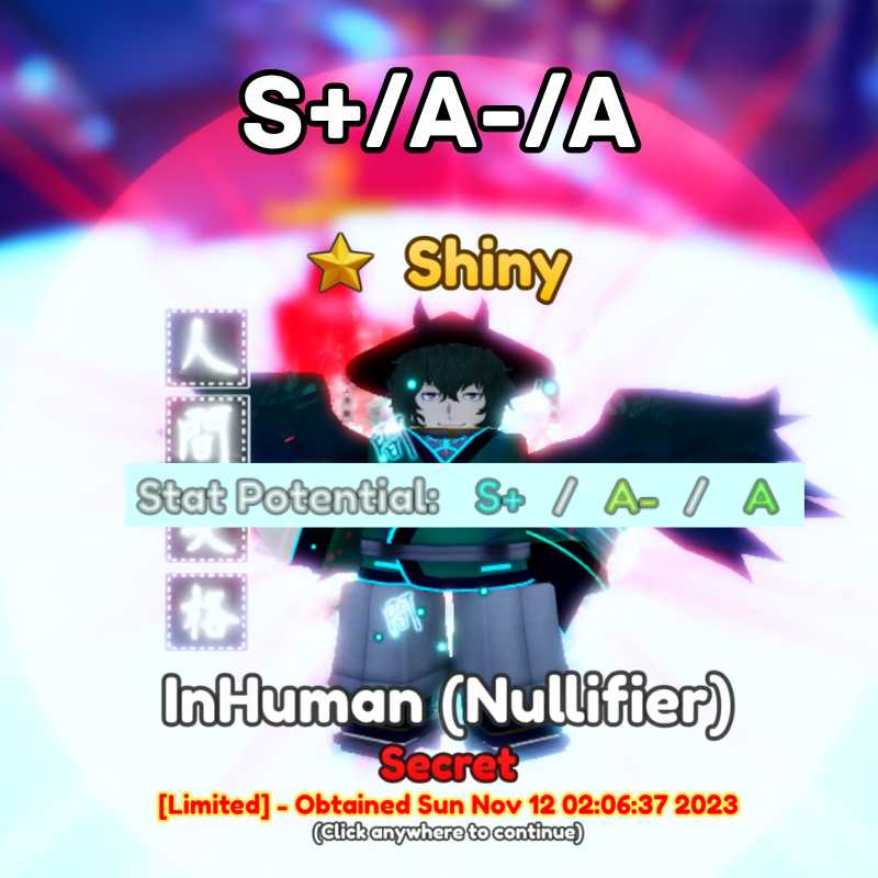 A34Shiny InHuman Evo S+/A-/A - Anime Adventures - Instant Delivery