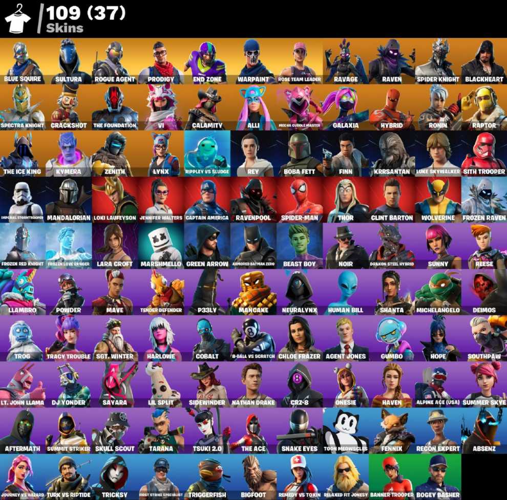️109 SKINS Blue Squire | Rogue Agent | End Zone | Raven + STW OG ...