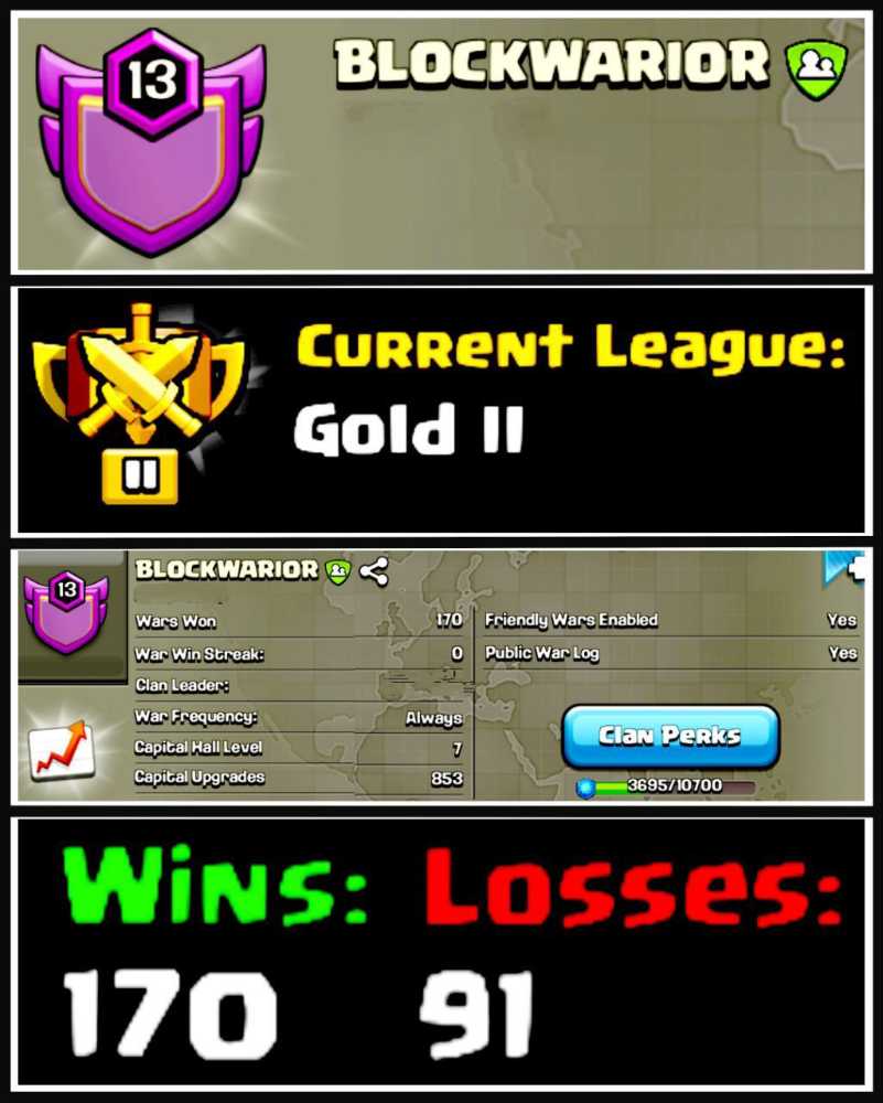 ‍OP LEVEL 13 ENGLISH CLAN NICE ENGLISH NAME : BLOCKWARIOR LEAUGE : GOLD ...