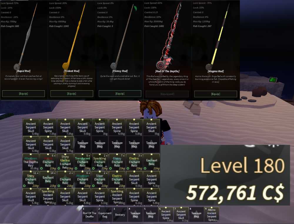 ID2 Fisch | Level 180 - Trident Rod - Rod of the Depths - Magma Rod ...