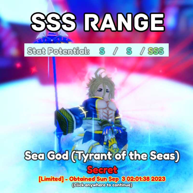 A133Sea God Evo SSS Range - Anime Adventures - Instant Delivery