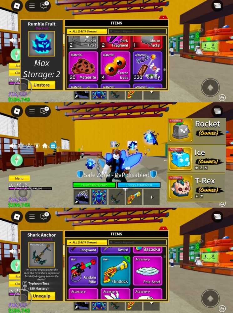 Blox Fruits Global Account | LVL 1616 | Permanent Rocket, Ice, T-Rex ...