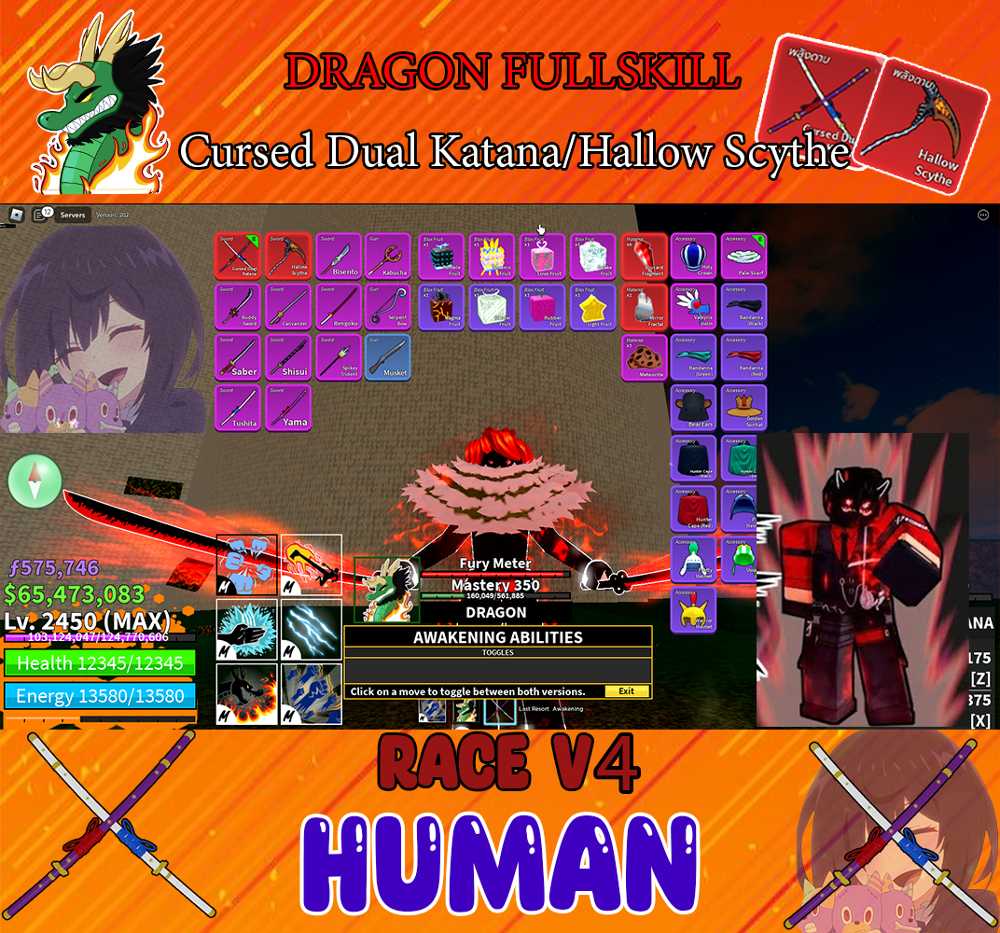 Race V4 | Human v4 | GodHuman | Cursed Dual Katana | Hallow scythe ...