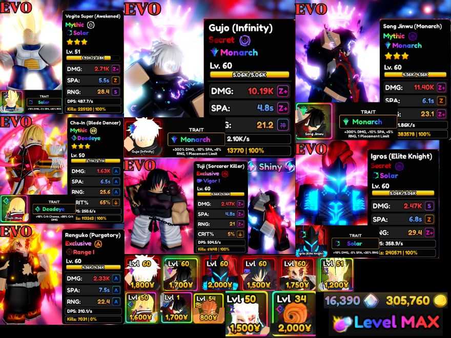 Lv:1082 Monarch:Gujo EVO(Z+Z+神),Songjinwu EVO(Z+Z Z+)⭐⭐⭐ | Emotes:Blood ...