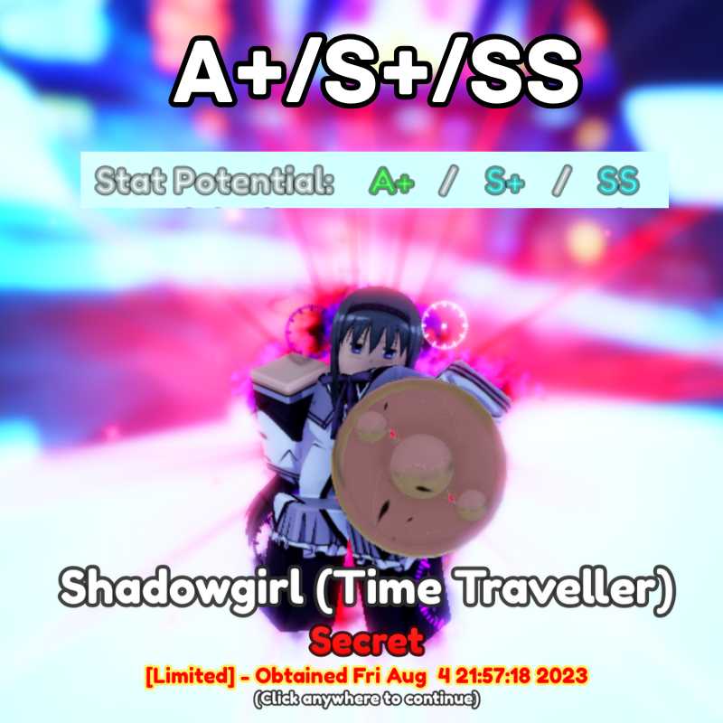 A293Shadowgirl / Homura Evo A+/S+/SS - Anime Adventures - Instant Delivery