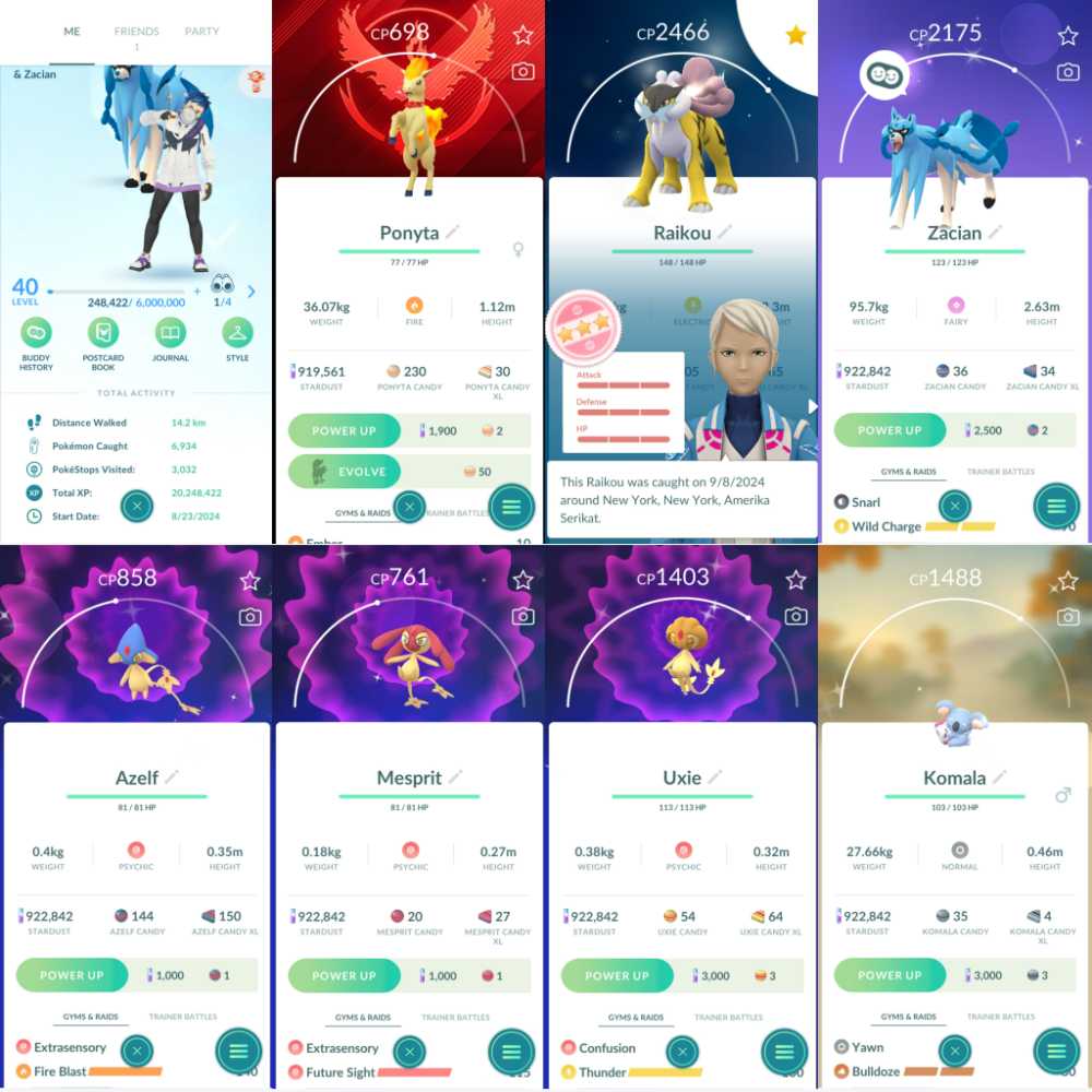 1368 LV40 Mesprit100 Raikou100 Shiny: zacian, charmeleon, azelf ...