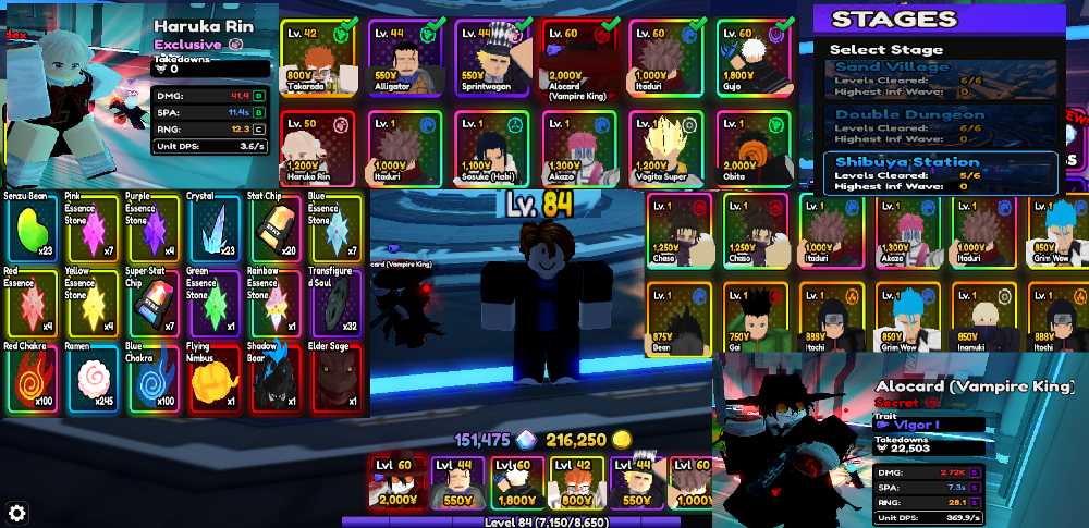 #002 Anime Vanguards Good Account Lvl 84 Secret Alocard ( Vampire King ...