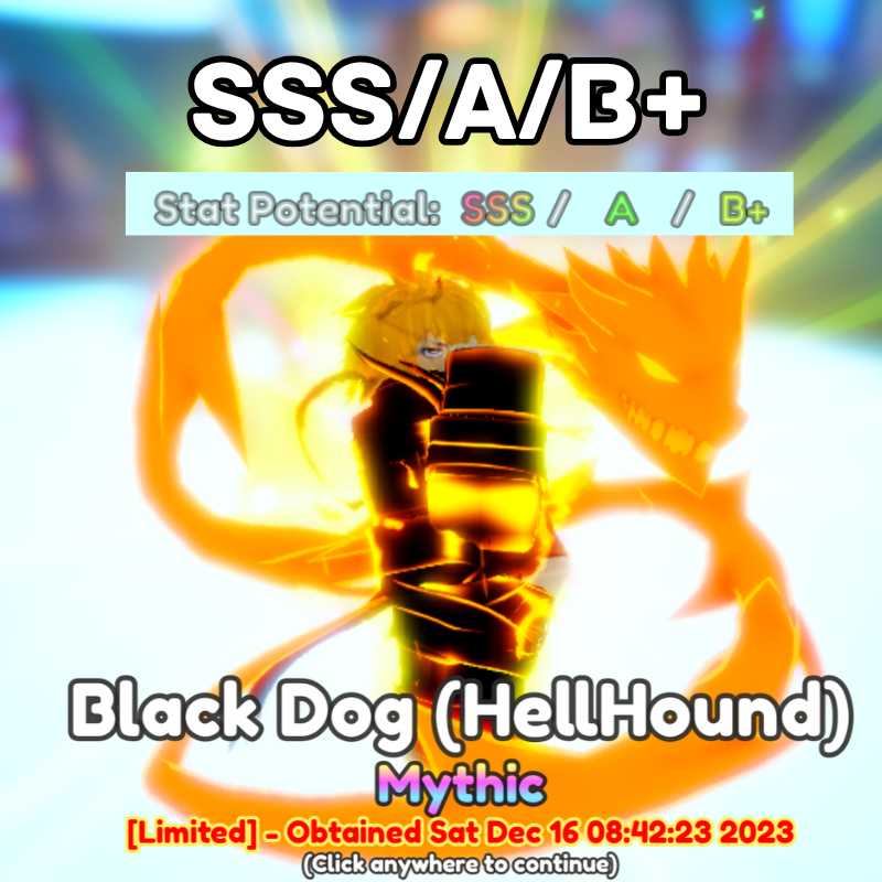 A123Black Dog Evo SSS Dame - Anime Adventures - Instant Delivery