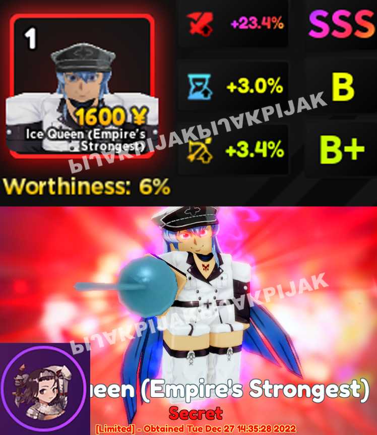 SSS DMG 23.4% STAT MAX | Anime Adventures AA Ice Queen (Empire's ...