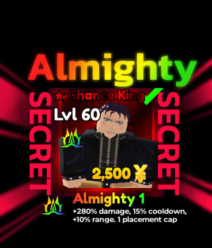 Secret Chance King Evo Hakari Trait Almighty l Roblox Anime Defenders