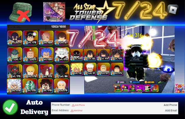 ⭐x24 7 STAR ⭐ All Star Tower Defense ⭐ASTD⭐ LVL.316 ⭐ Stardust: 1383 ...
