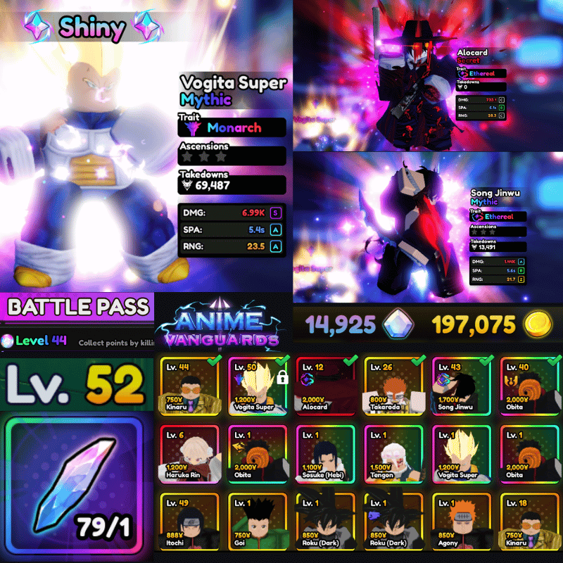 ID586 Shiny Vogita Monarch,Alocard Ethereal,Song Jinwu Ethereal,79 ...