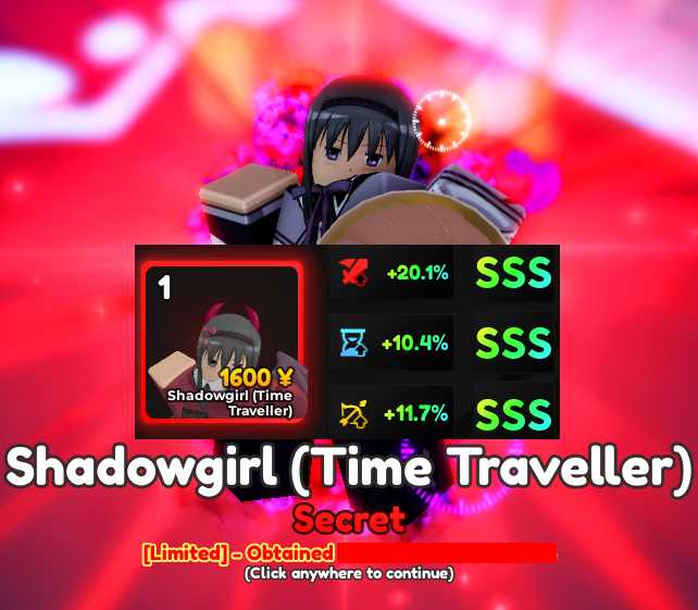 Shadowgirl (Time Traveller) SSS SSS SSS Homuru Evo - Anime Adventures AA