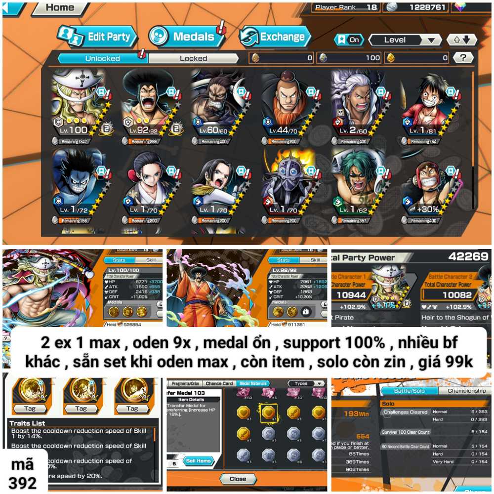 IOS+Android-2 Ex(White Beard V2+Kaido V3)-Good BF Oden V1+King V1+King V2+Robin+Boa Hancock ...