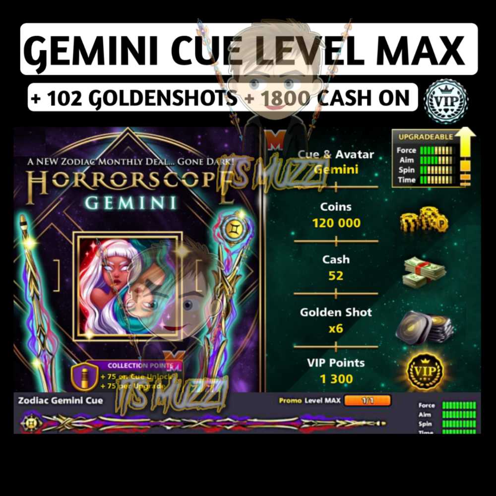 Gemini Cue LEVEL MAX 102 Goldenshots Cash in your Account {Read Description}